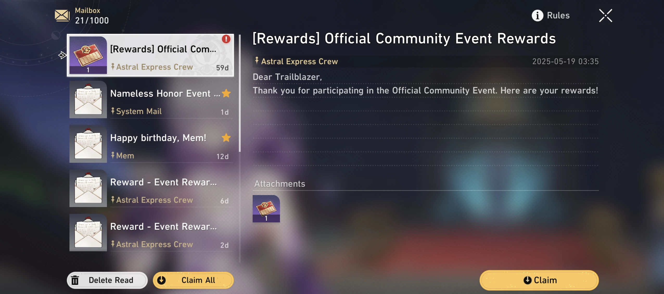 Actually won the free supply pass from the HSR event! 😎 Honkai: Star ...