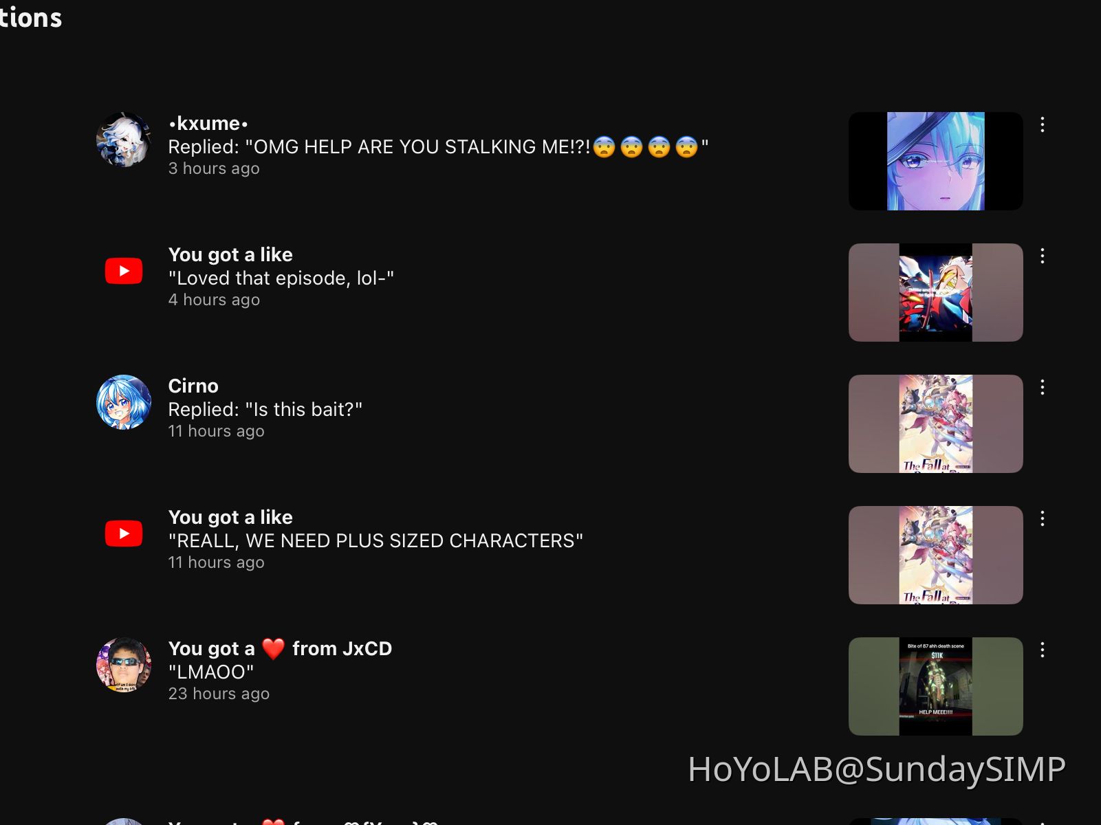 My yt notifications cuz idk what to post | HoYoLAB