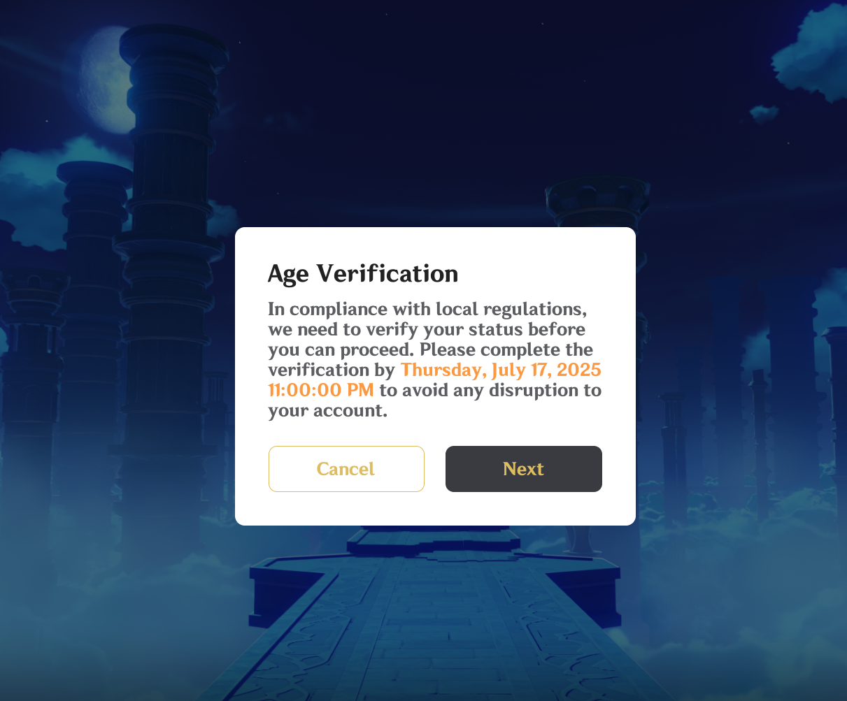 Age verification? Ah... Genshin Impact | HoYoLAB