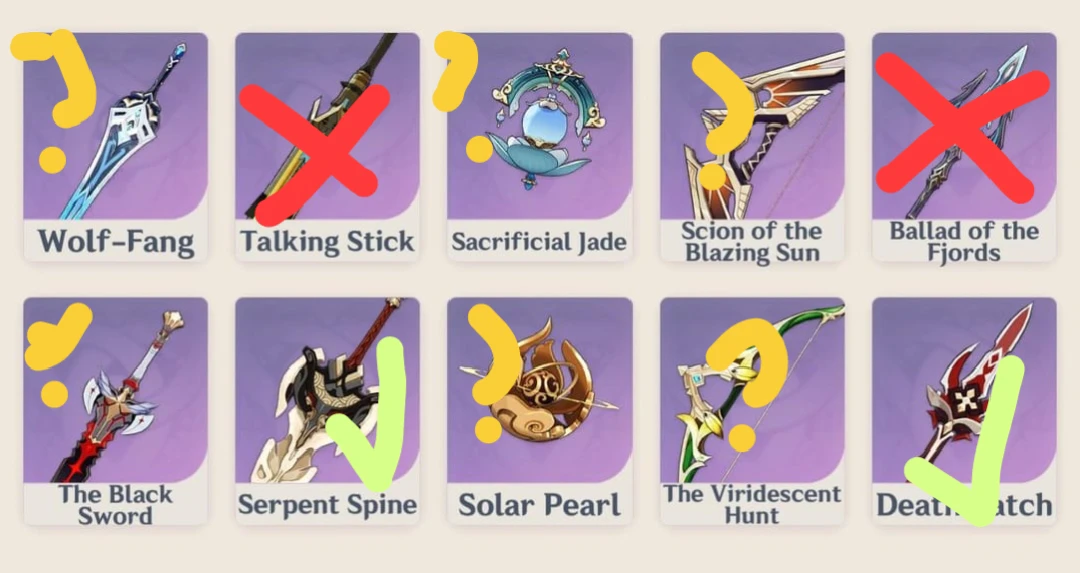 Which one should i get for the three category? (Bow, Catalyst, Sword ...
