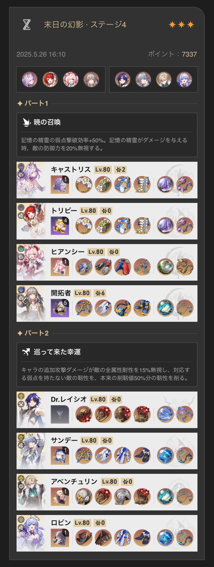 無凸無餅レイシオ7337 ( 3938 / 3399 ) Honkai: Star Rail | HoYoLAB