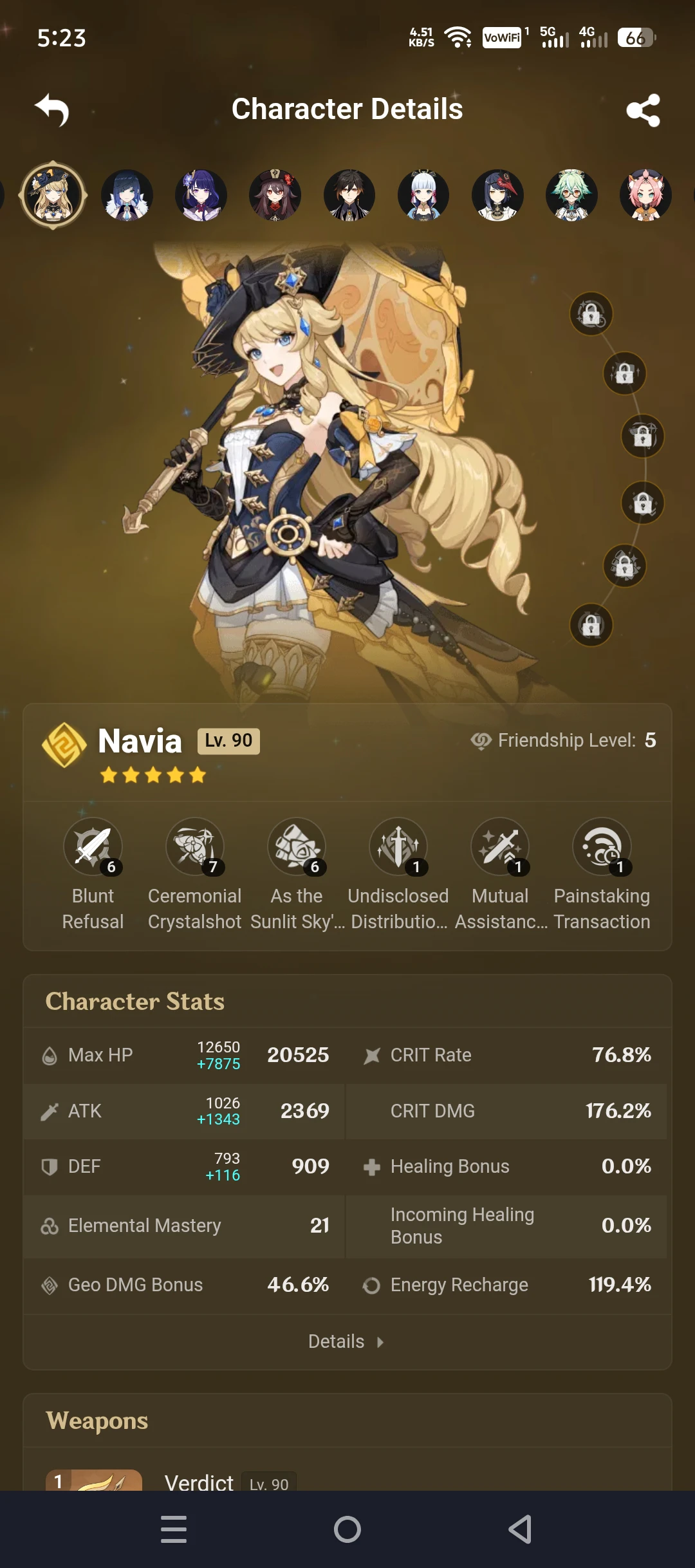 Is this good stats for navia queen 👑?? Genshin Impact | HoYoLAB