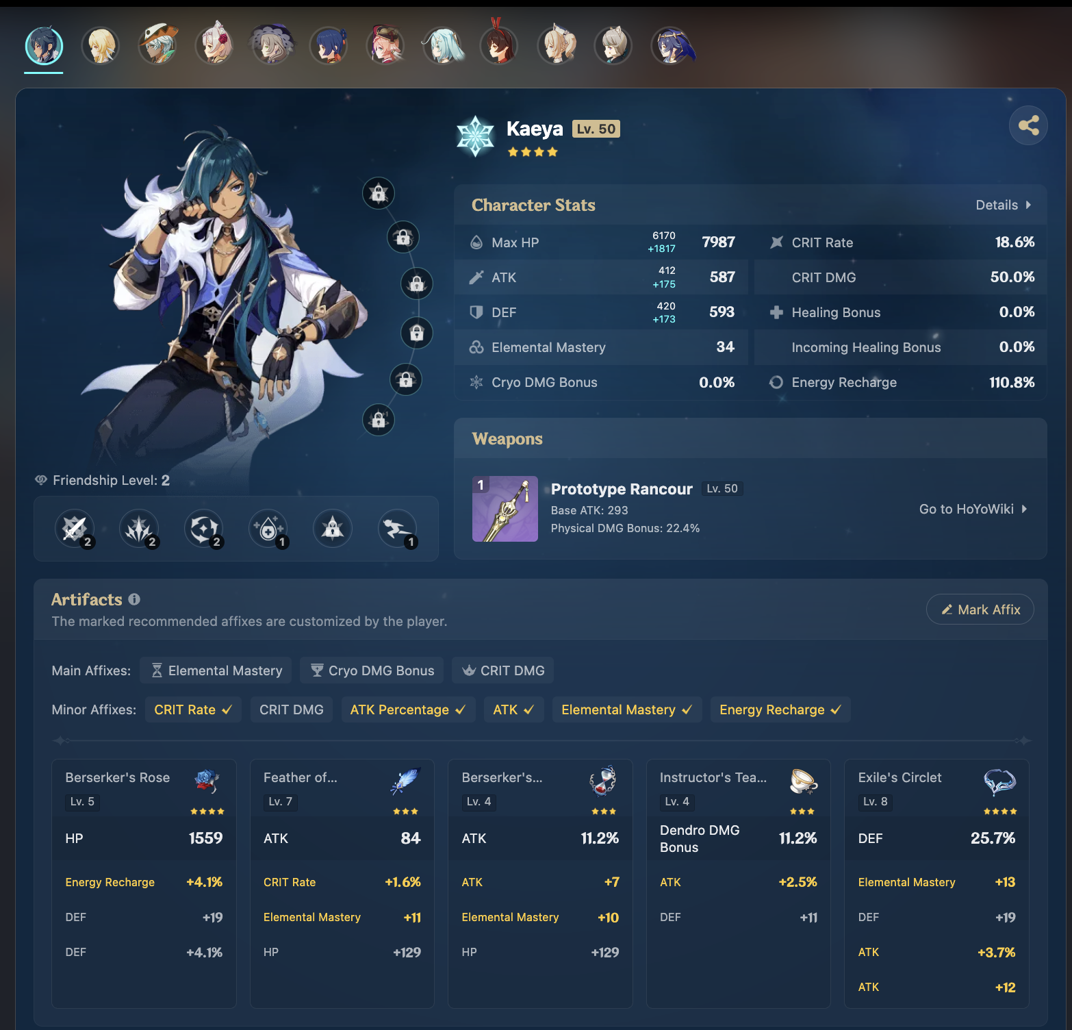 Best Artifacts - Kaeya, Ifa, Anemo Traveler Genshin Impact | HoYoLAB