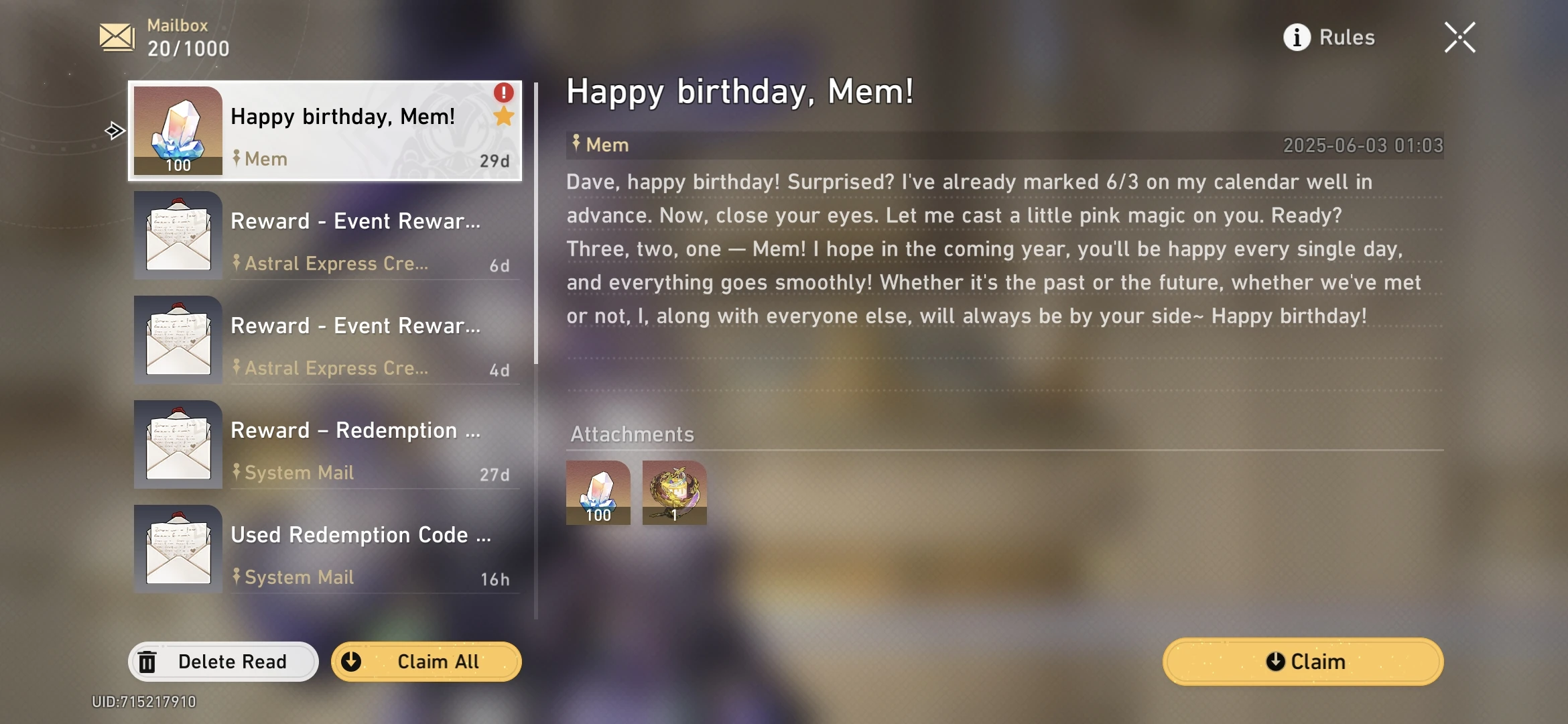 Thank you, Mem!! Honkai: Star Rail | HoYoLAB