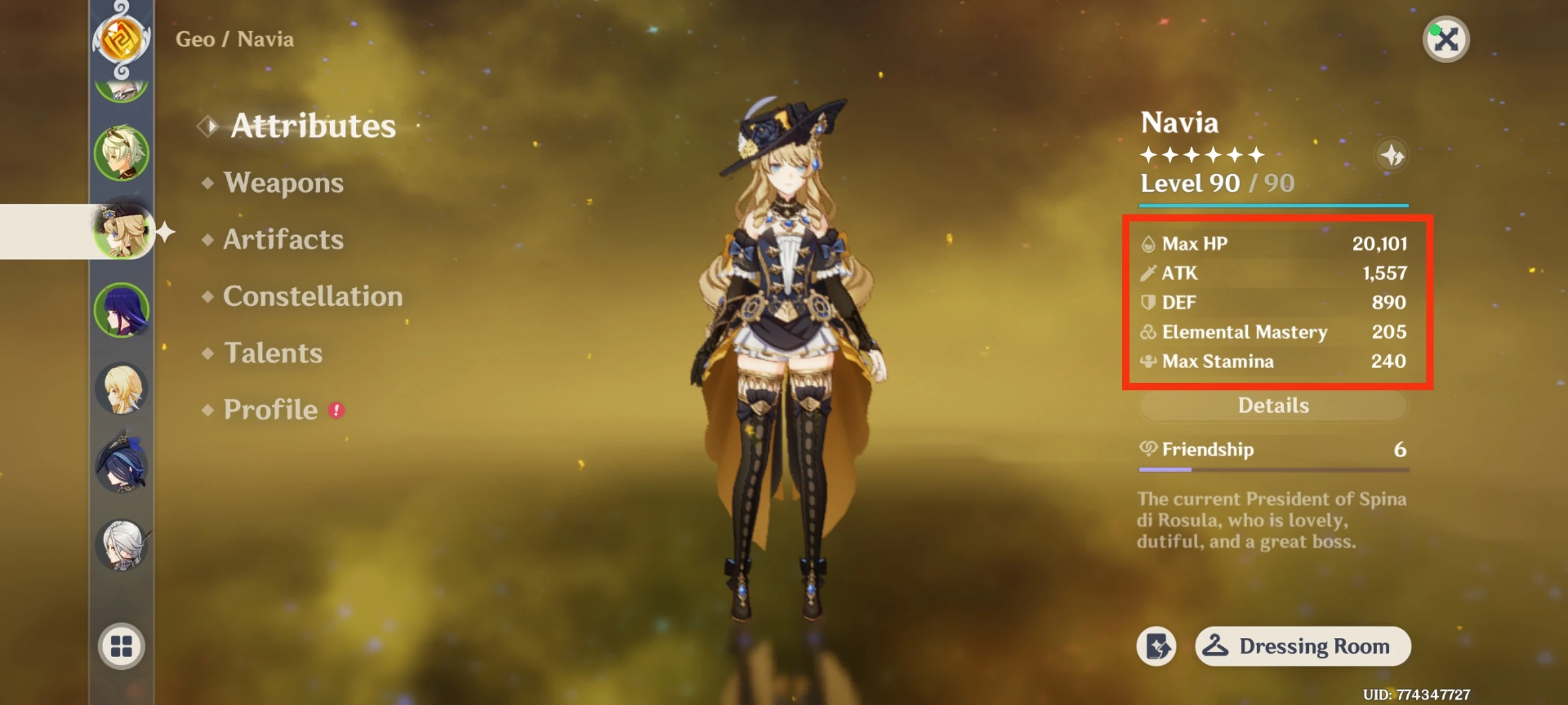 Guys this is my Navia🧡 with some rendom Artifacts set🥲 I'm so poor 😭 Genshin Impact | HoYoLAB