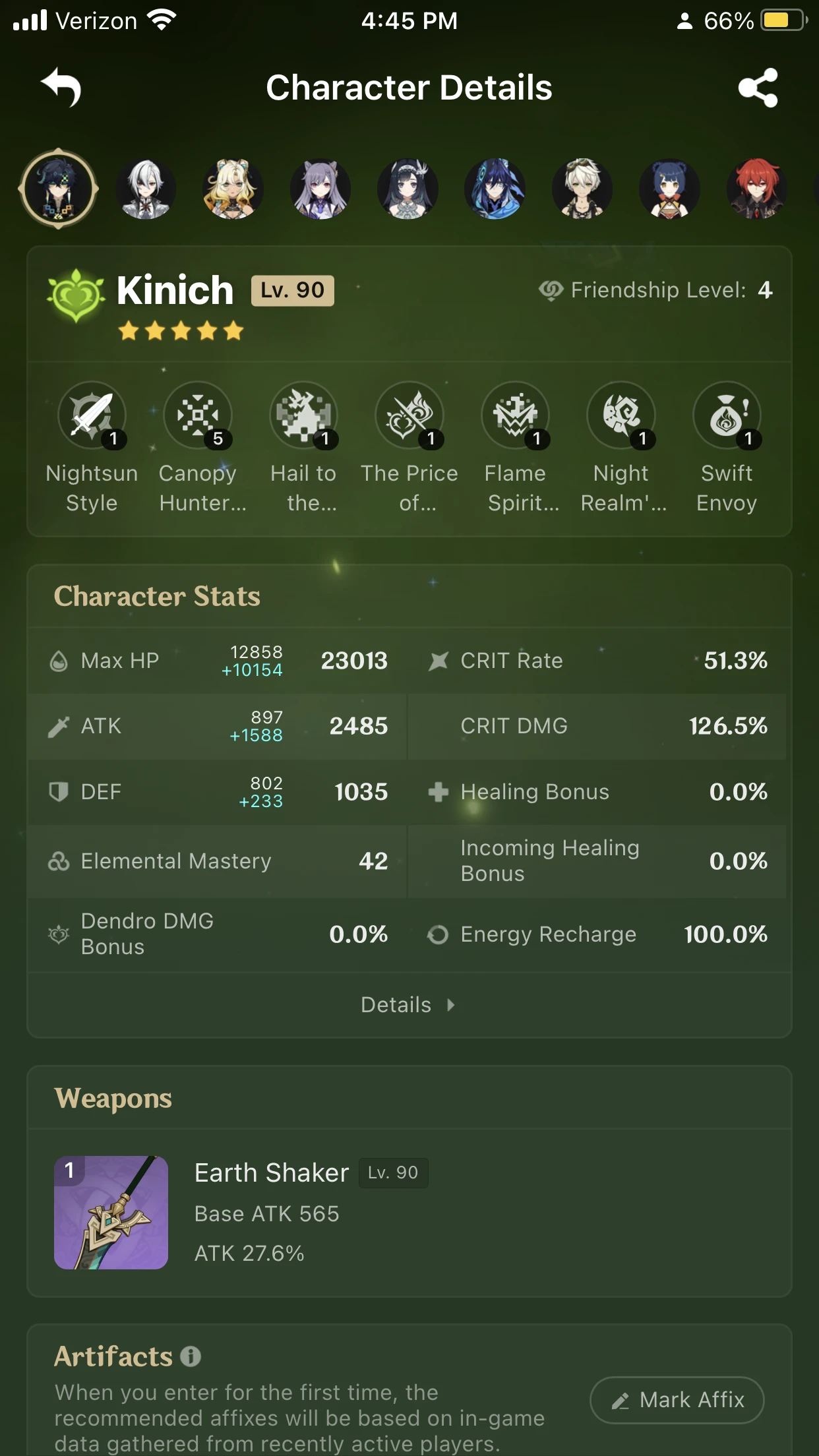 Rate my Kinich’s stats so far (build unfinished) Genshin Impact | HoYoLAB