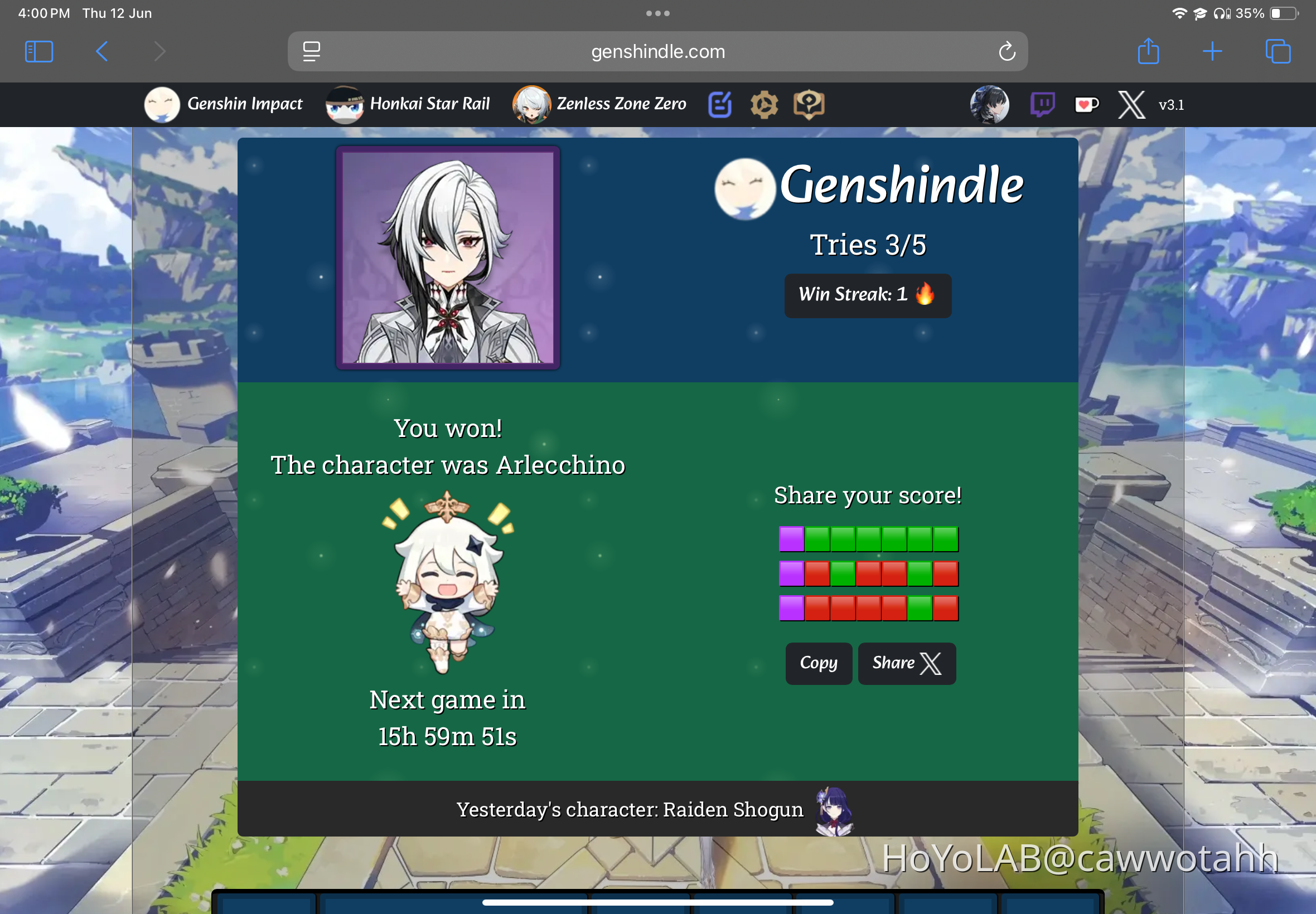 Genshindle 12-6-25 (omg father lol) Genshin Impact | HoYoLAB