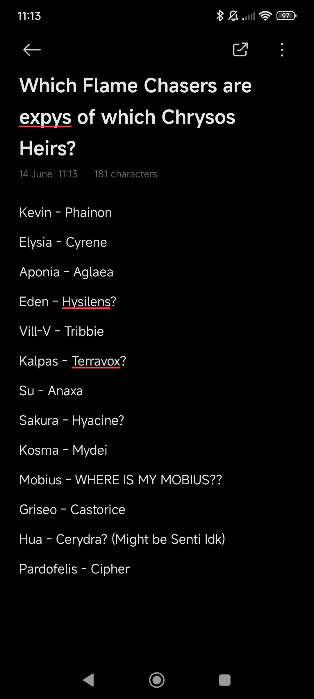 As a long time hi3 player and returning hsr player this is who I think is each flame chaser ...