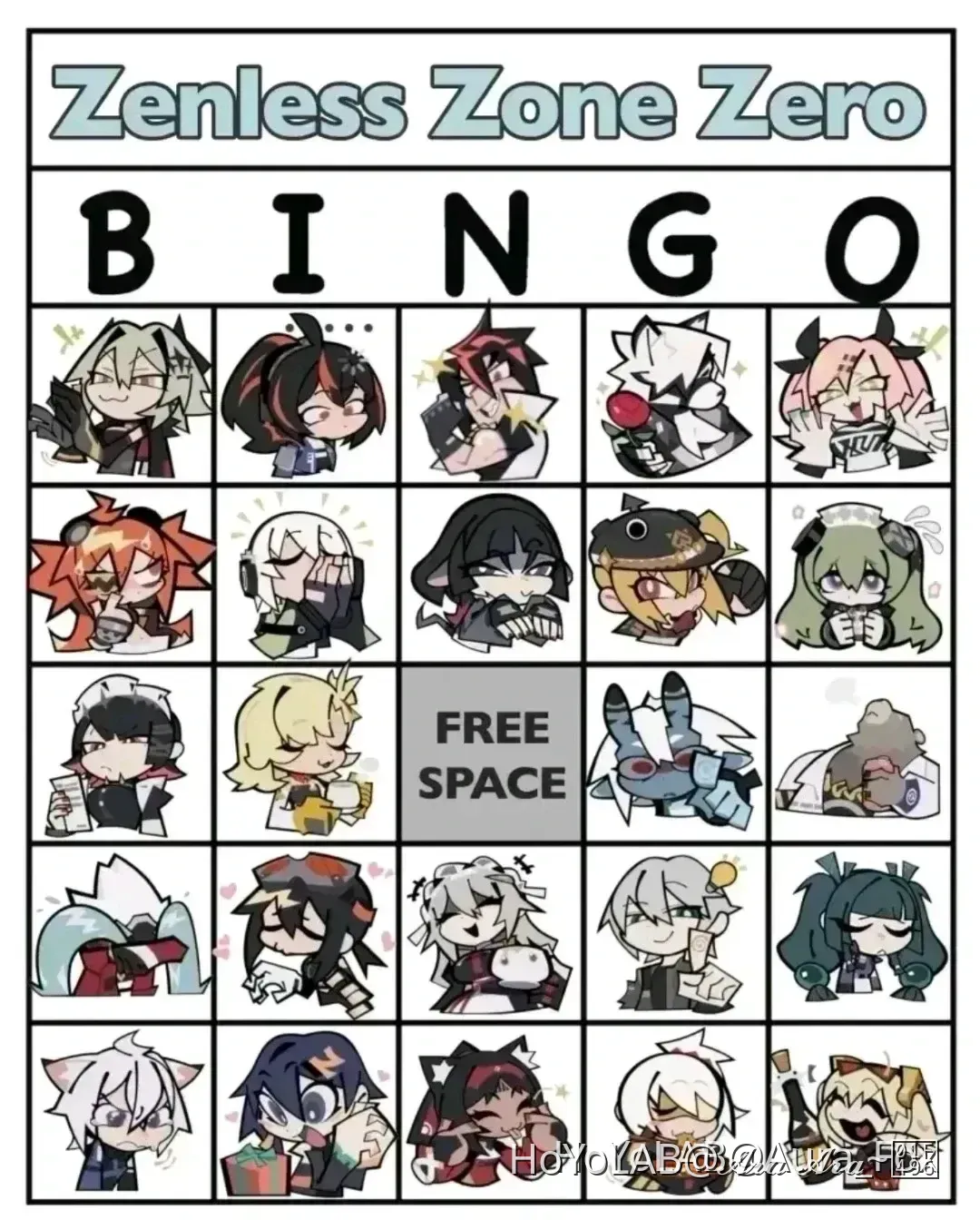 ZZZ Bingo (updated) Zenless Zone Zero | HoYoLAB
