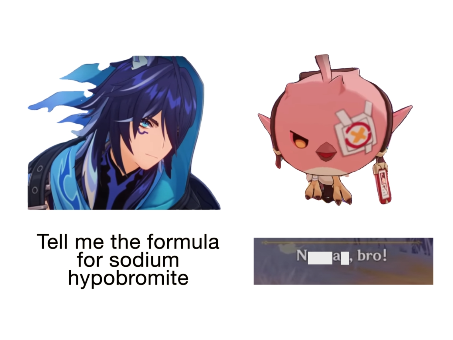 Tell me the formula for sodium hypobromite Genshin Impact | HoYoLAB