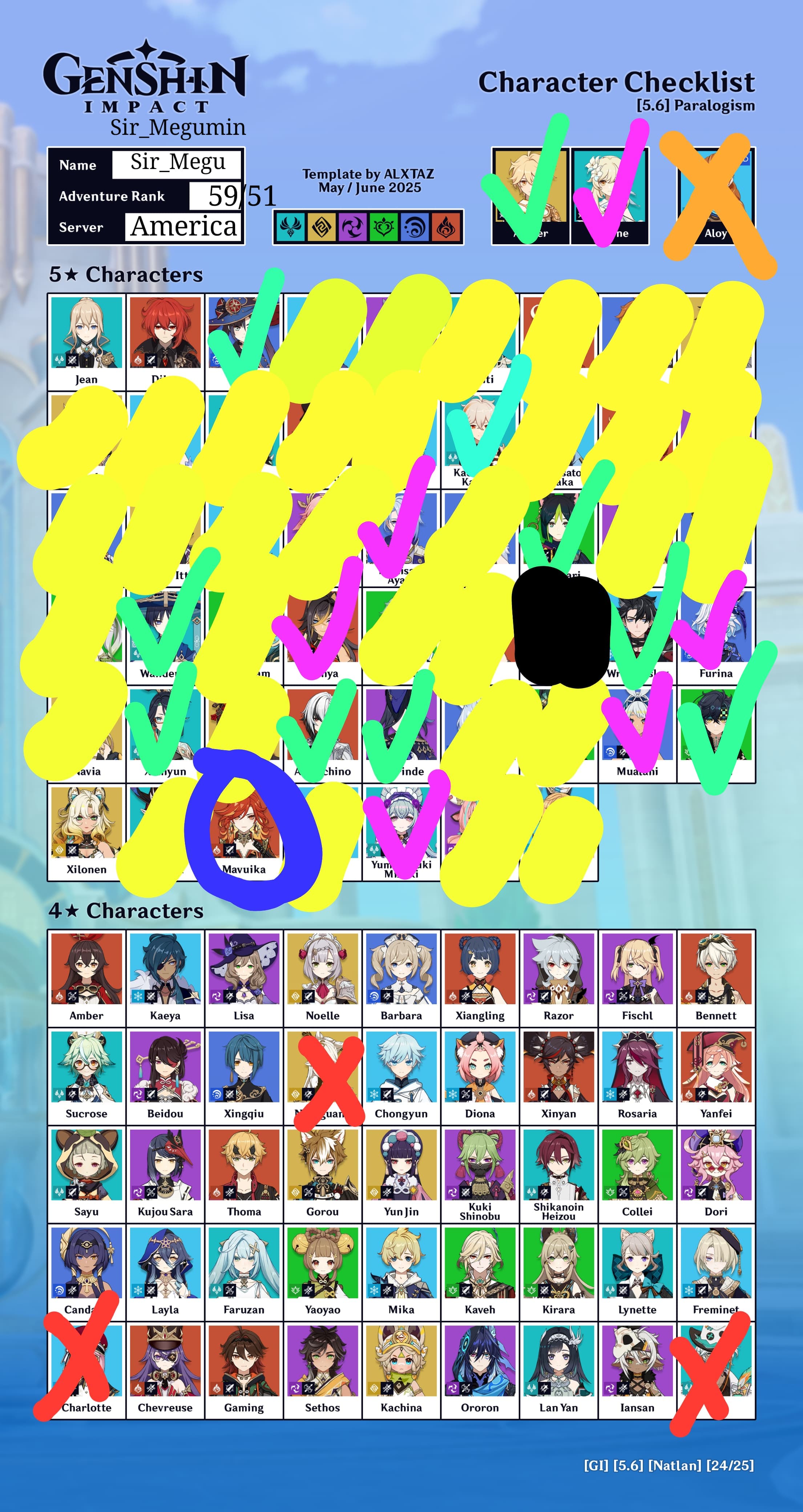 Situação das minhas duas contas no Genshin Impact (Sir_Megumin e Sir ...