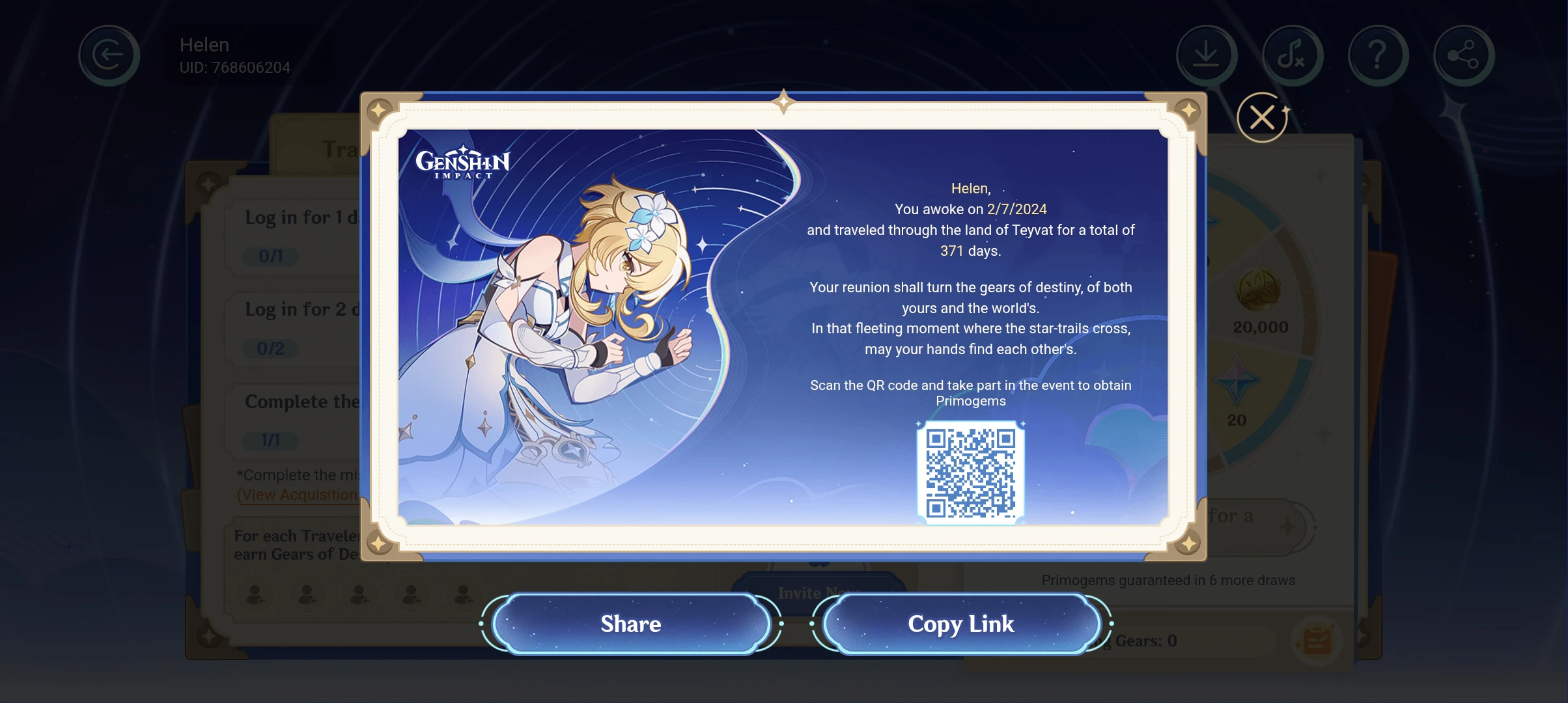 uhh idk pls do the link/qr code for the new event ig Genshin Impact | HoYoLAB