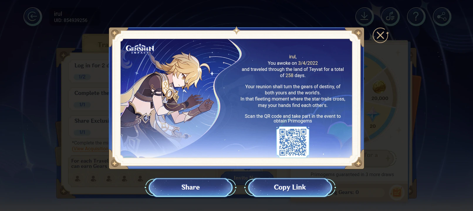 PLEASE HELP ME GUYS I NEED PRIMOS WE CAN TRADE here is my code GAFBQH51DN Genshin Impact | HoYoLAB