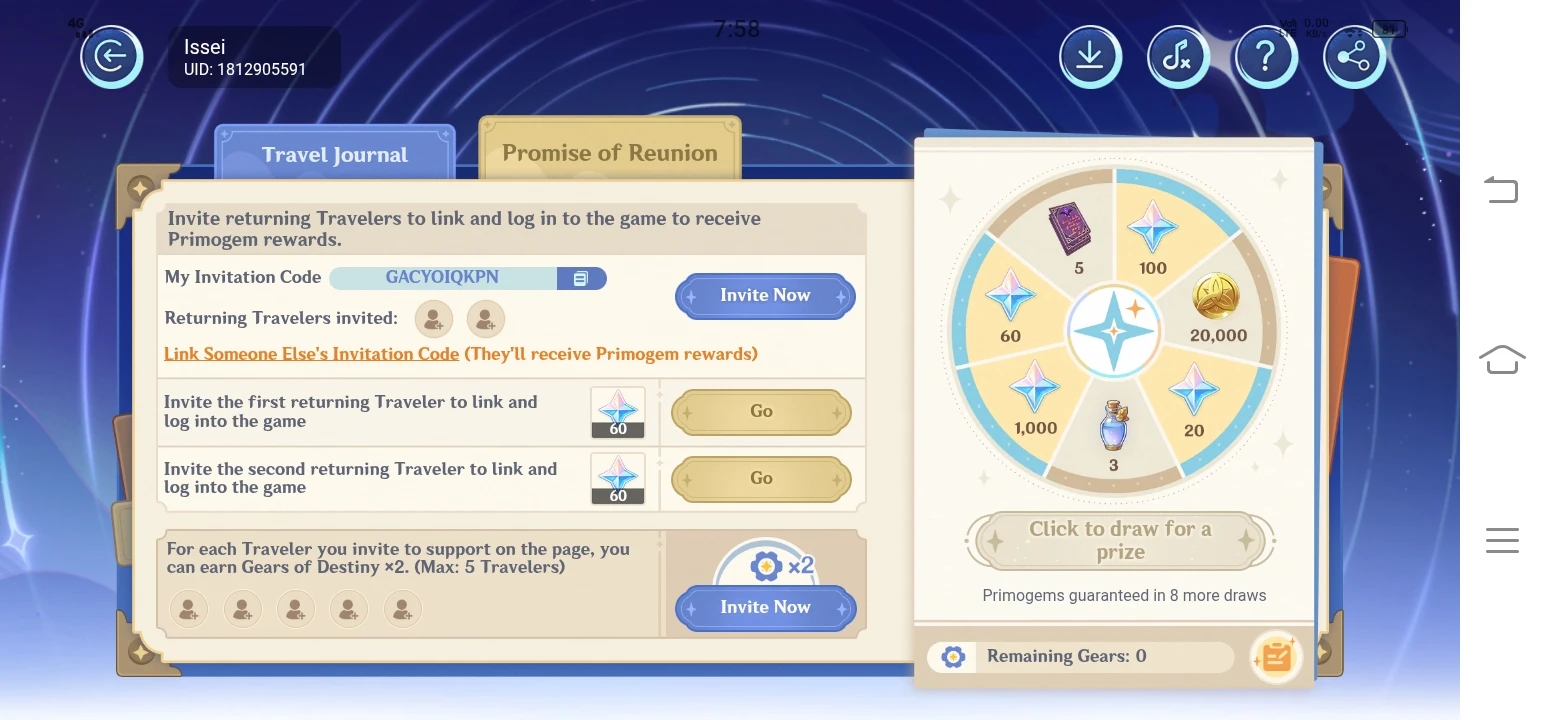 use my Invitation code for win 1000 primogems (GACYOIQKPN) Genshin ...