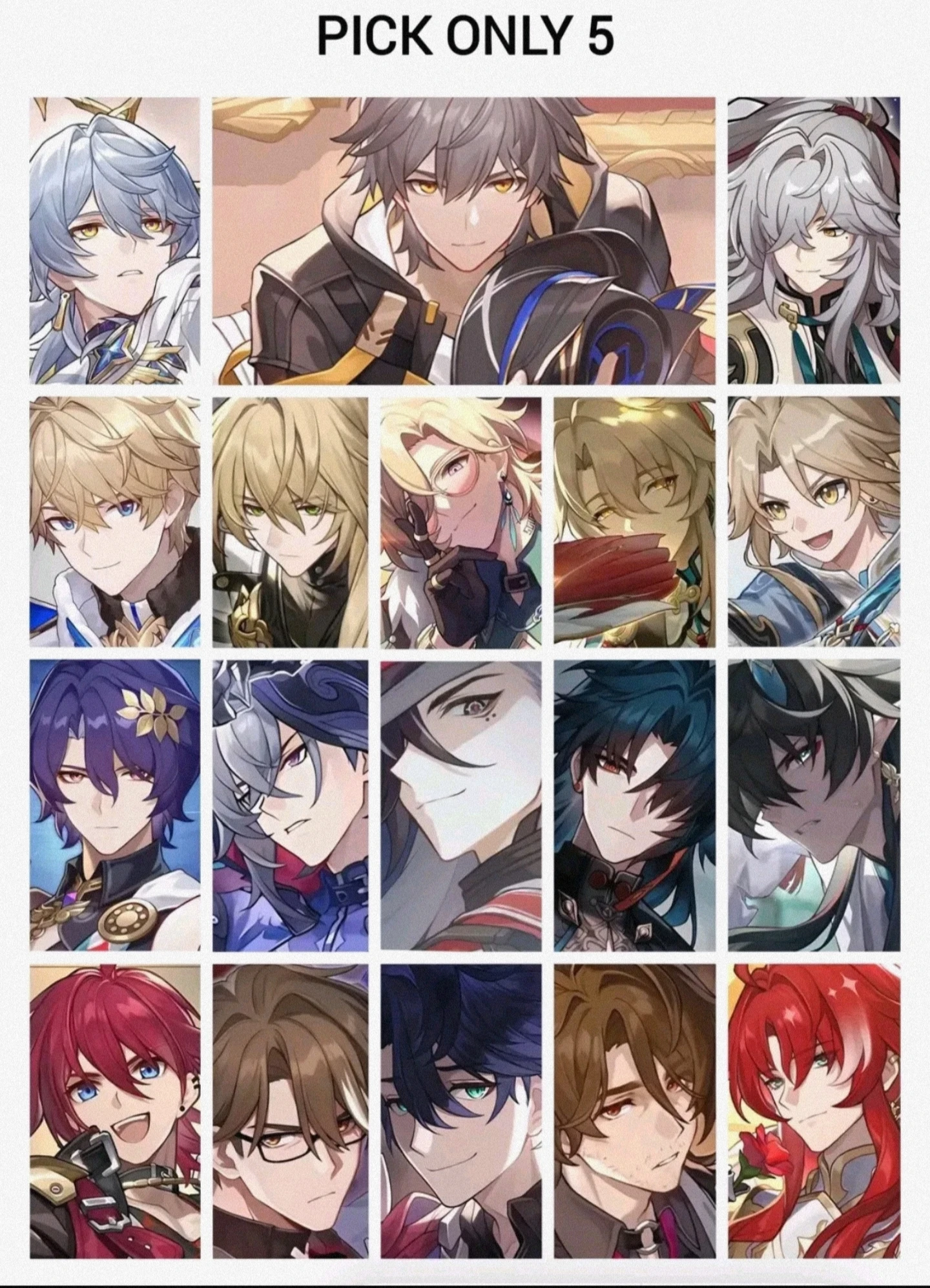 This is easy (Pick 5 only hsr men) Honkai: Star Rail | HoYoLAB