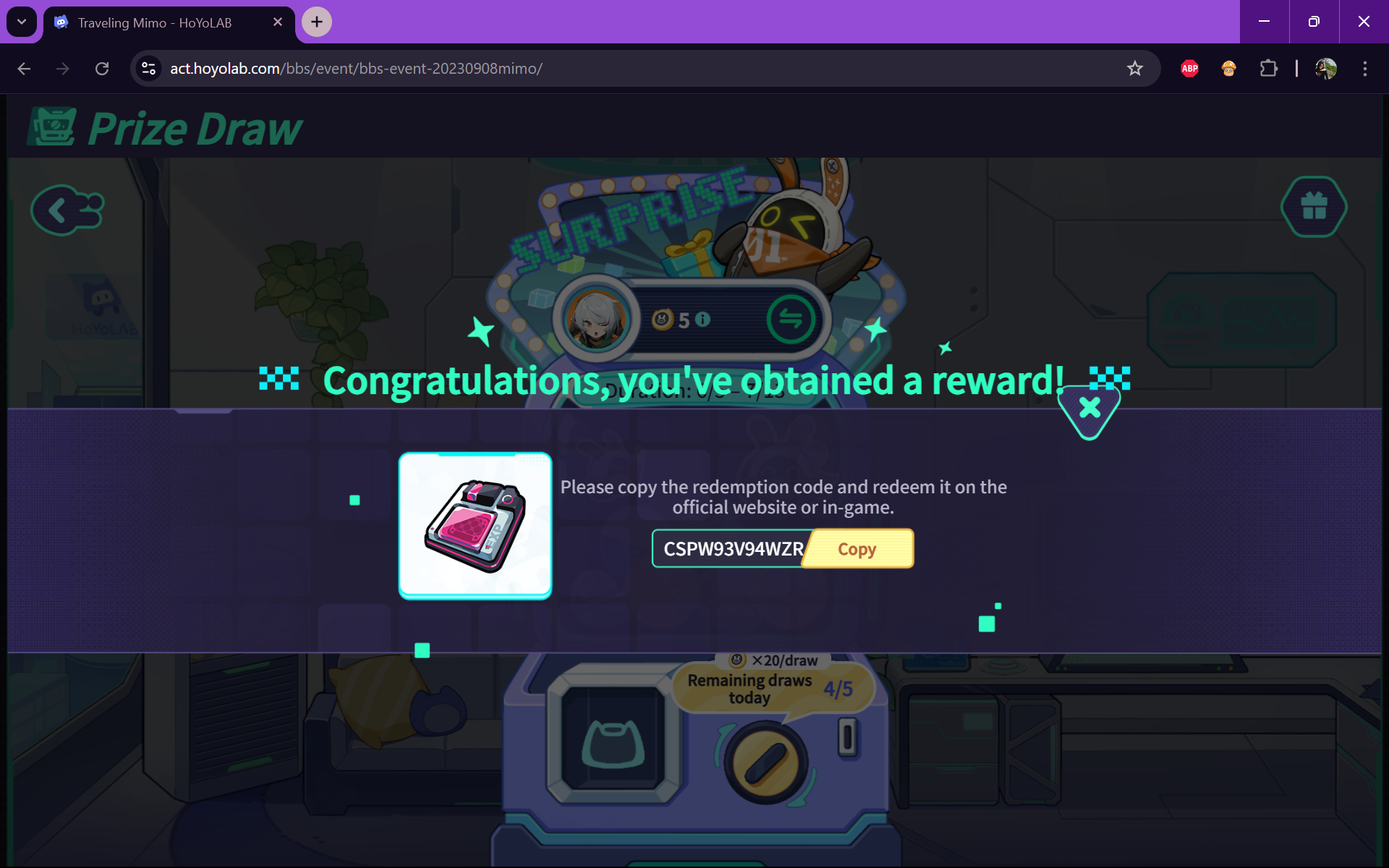 ZZZ redeem codes, first come first serve, pls let me know after u used it. I'll share again once ...