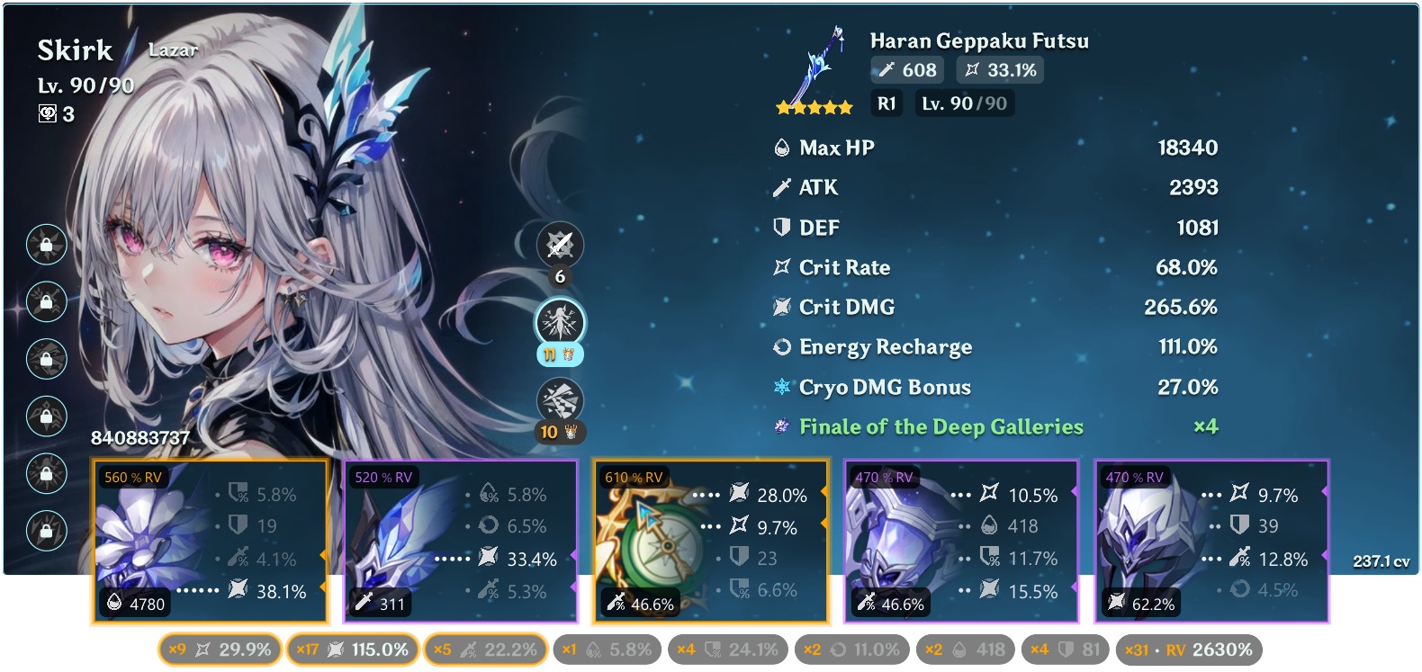 My skirk build 🗿🗿🗿(still farming for that top1💀💀💀) Genshin Impact | HoYoLAB