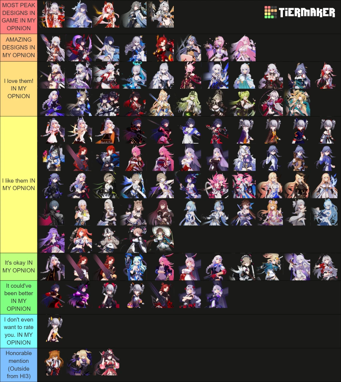 Character designer ranks HI3 designs (I have slight bias) Honkai Impact ...