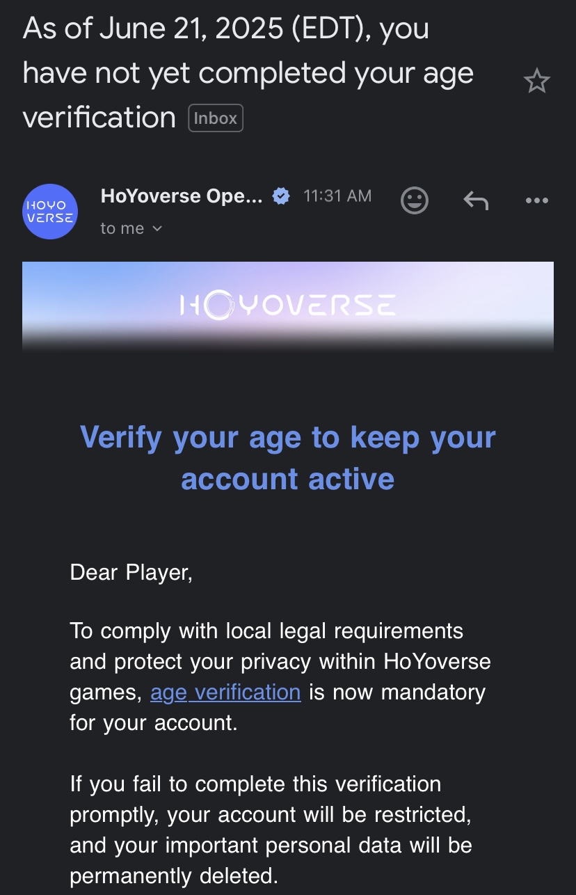 Age Verification question Genshin Impact | HoYoLAB