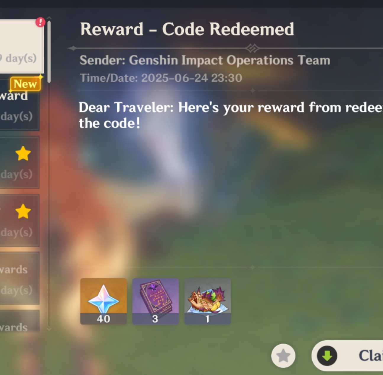 5.7 New redeem code (40 primogems) Genshin Impact | HoYoLAB