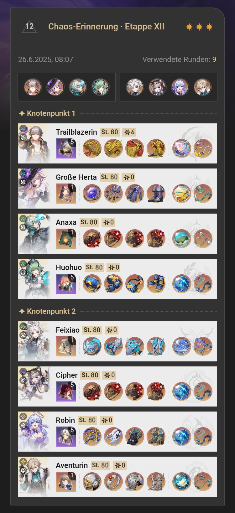 Memory of Chaos Etappe 12 geschafft und Cipher ist und war sehr gute ...