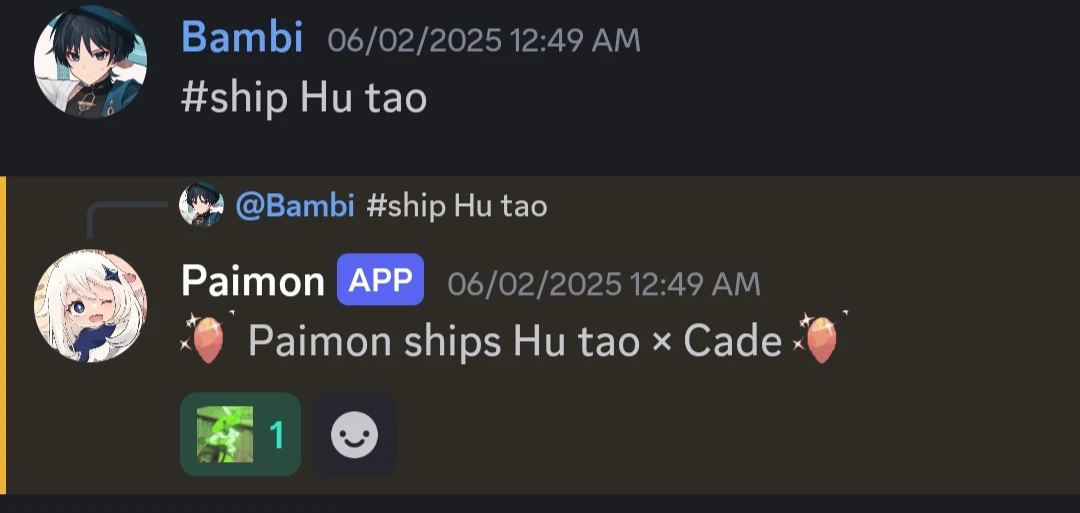 Rating 15 Hu tao ships given to me by a discord bot (requested by ...