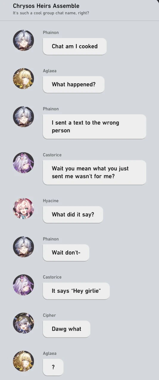 Chrysos Heirs Group Chat: Phainon’s secret 🤐 Honkai: Star Rail | HoYoLAB