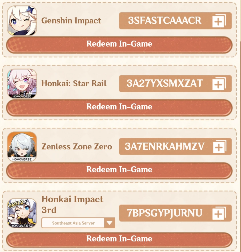 go ahead and use the codes if anyone wants it (no hsr) Honkai: Star Rail | HoYoLAB
