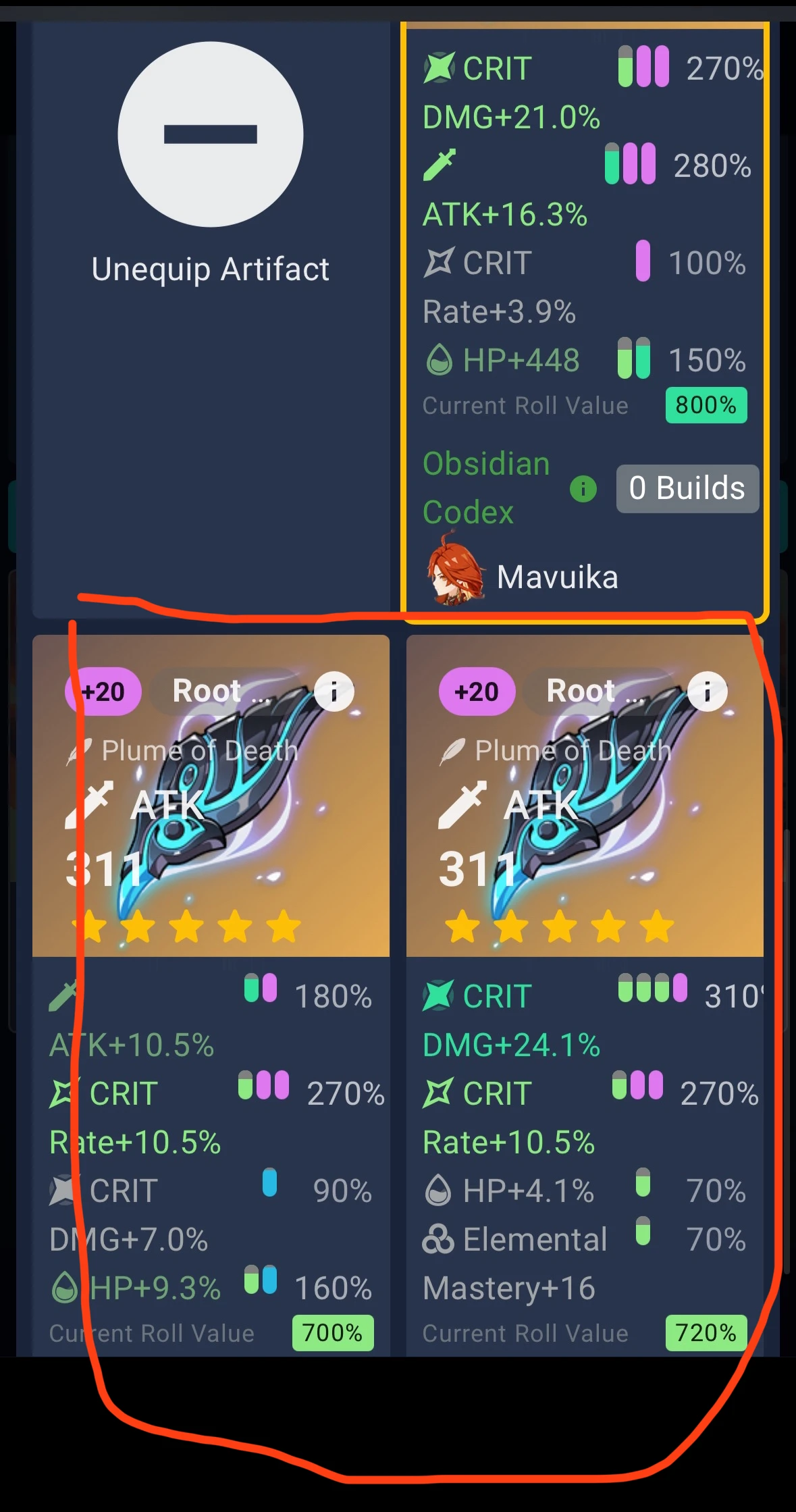 I was messing with my future Mavuika build on Genshin optimizer and ...