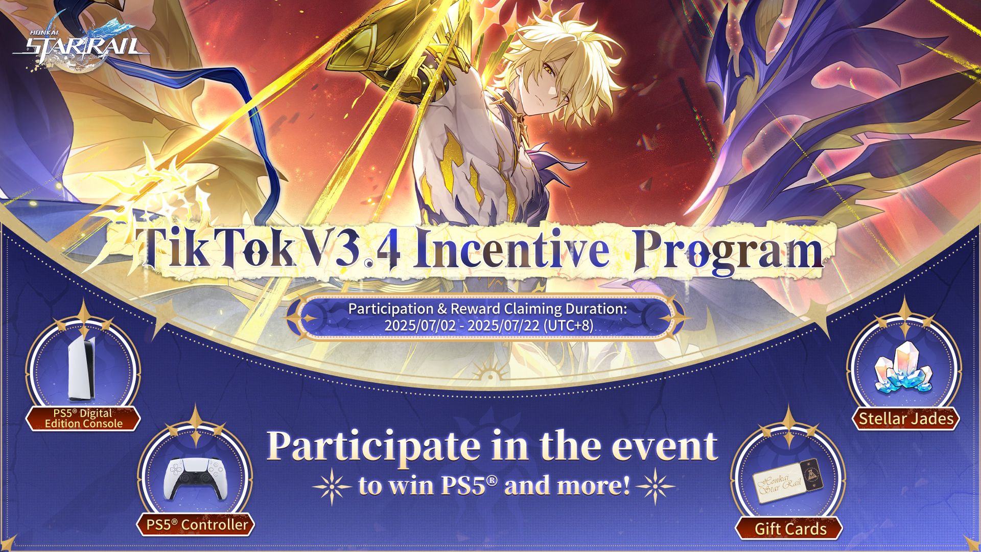 V3.4 TikTok Incentive Program — Phainon Edition is now live! Join it to win PS5® Digital Edition ...