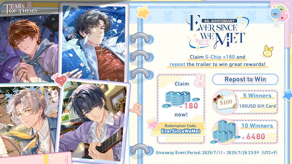 Redemption Codes July 2025 Tears of Themis | HoYoLAB