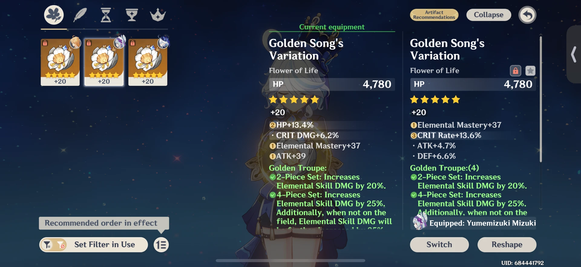 This is why we need artifact sharing and Genshin recommendation artifacts on other characters ...