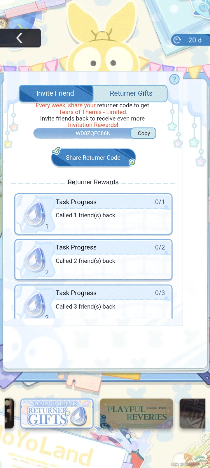 Returner code :D Tears of Themis | HoYoLAB