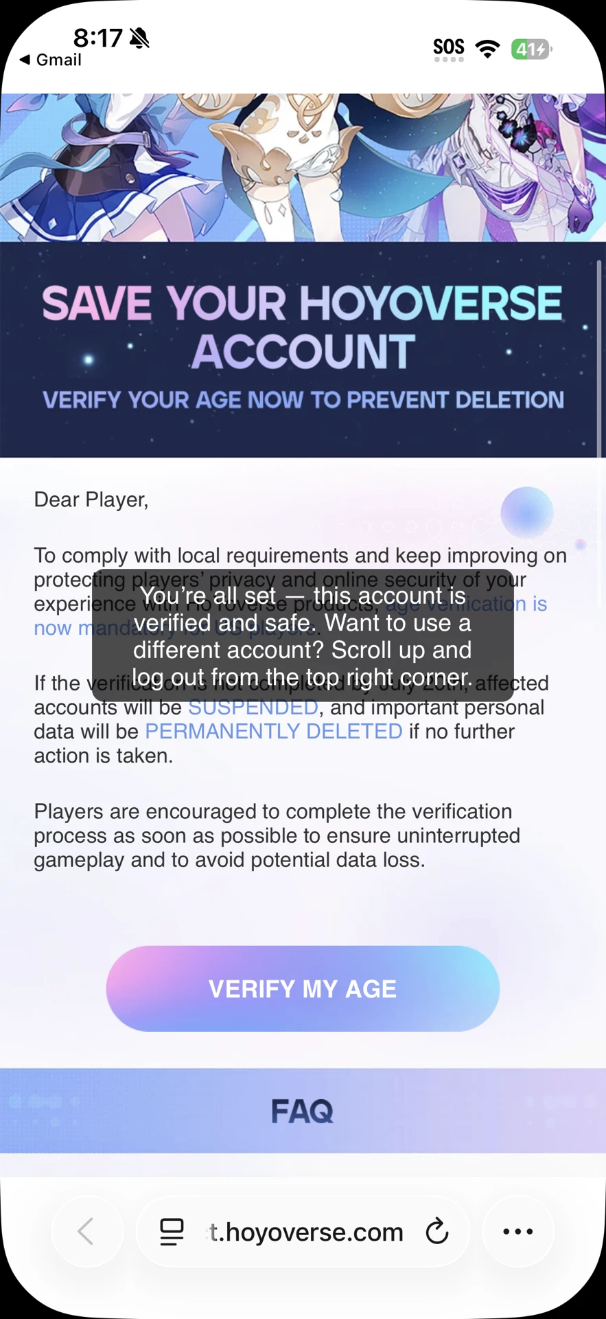 Age Verification Genshin Impact | HoYoLAB