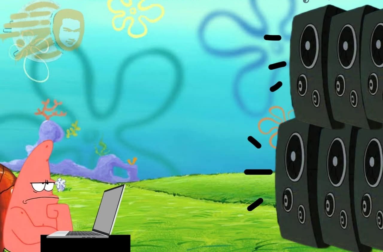 Patrick with big speaker in jelly fish field | HoYoLAB