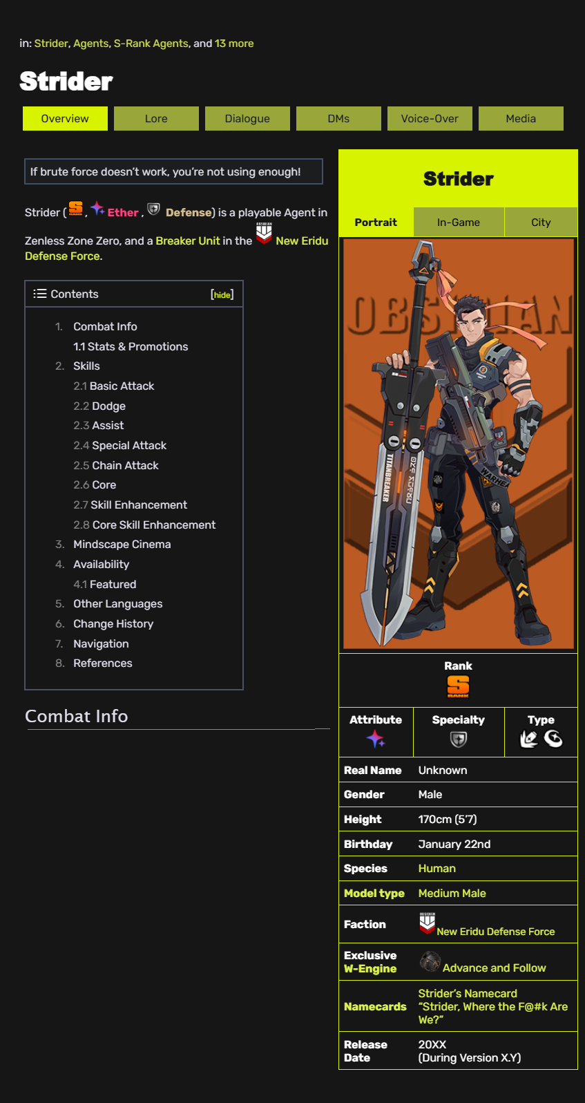 ZZZ OC - Strider Wiki Page Zenless Zone Zero | HoYoLAB