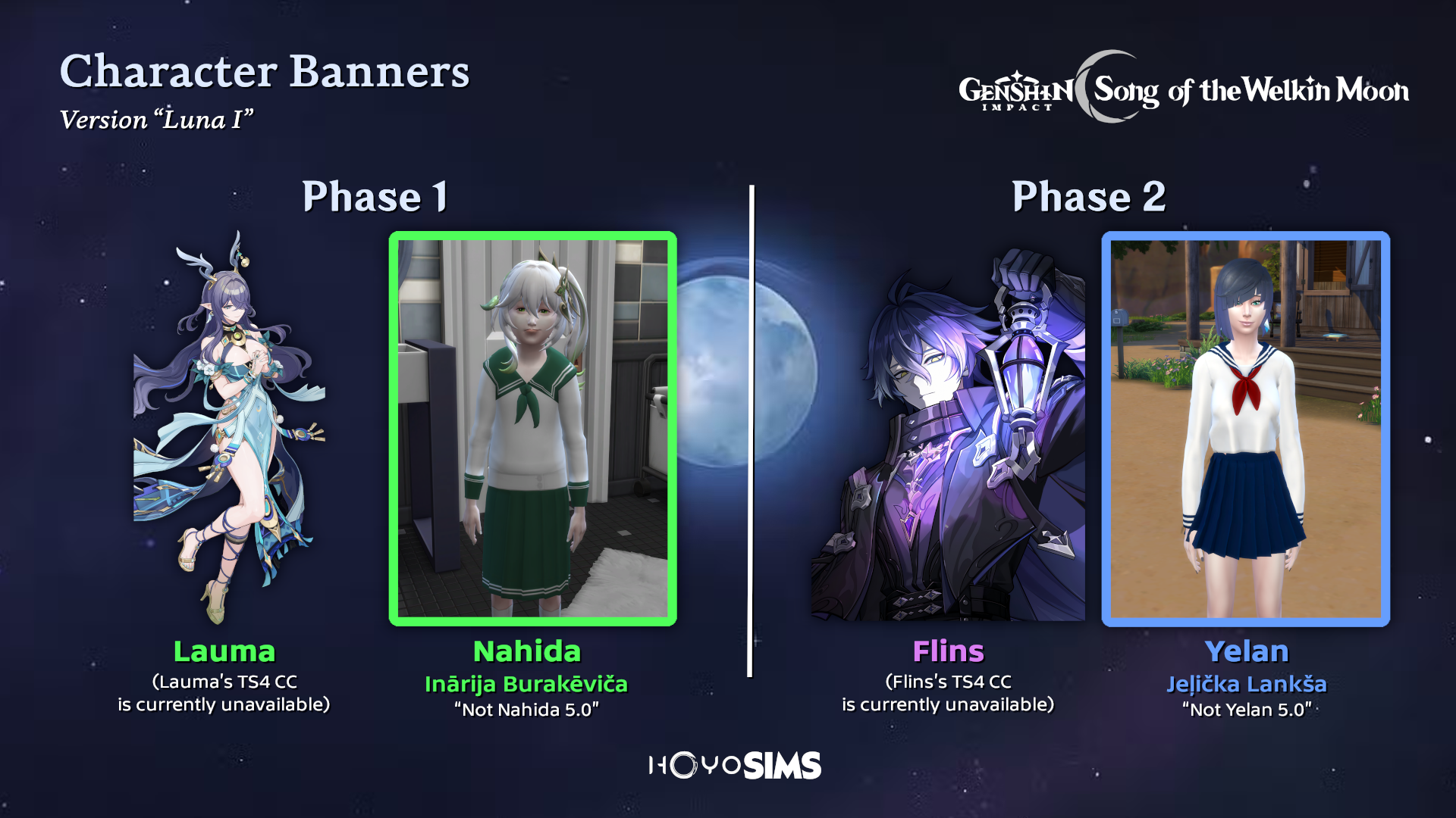 Version "Luna I" Character Banners but it's invaded by HoYoSims ("Not ...